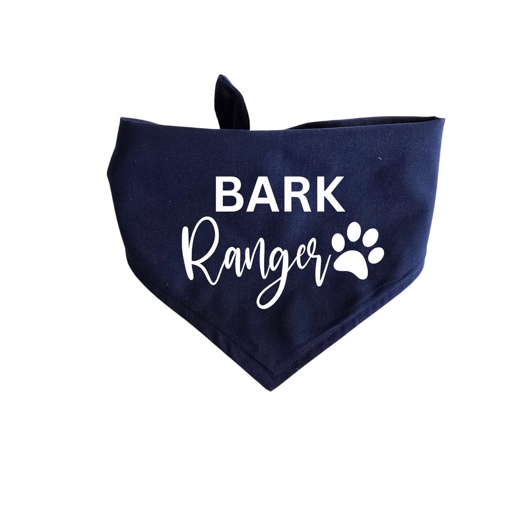 Bark Ranger Dog Bandana With Paw Print, Navy Cotton Tie-on Park Pet ...