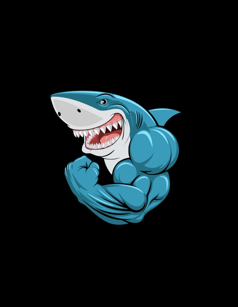 Muscular Shark Sublimation PNG, Funny Gym Shark Design, Bodybuilder ...