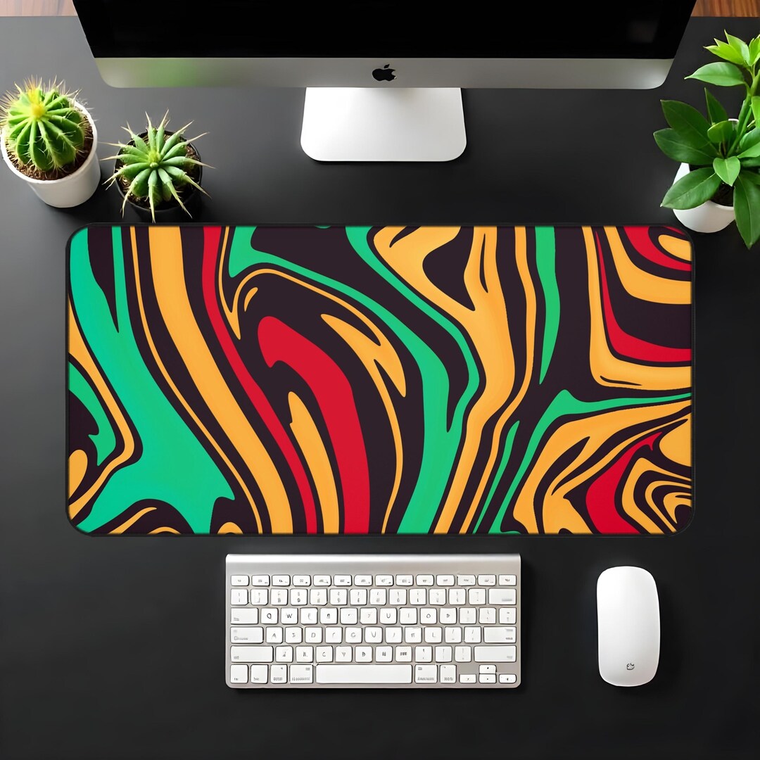 Liquid Mouse Pad Desk Mat - Red Green Orange Gaming Desk Accessories ...