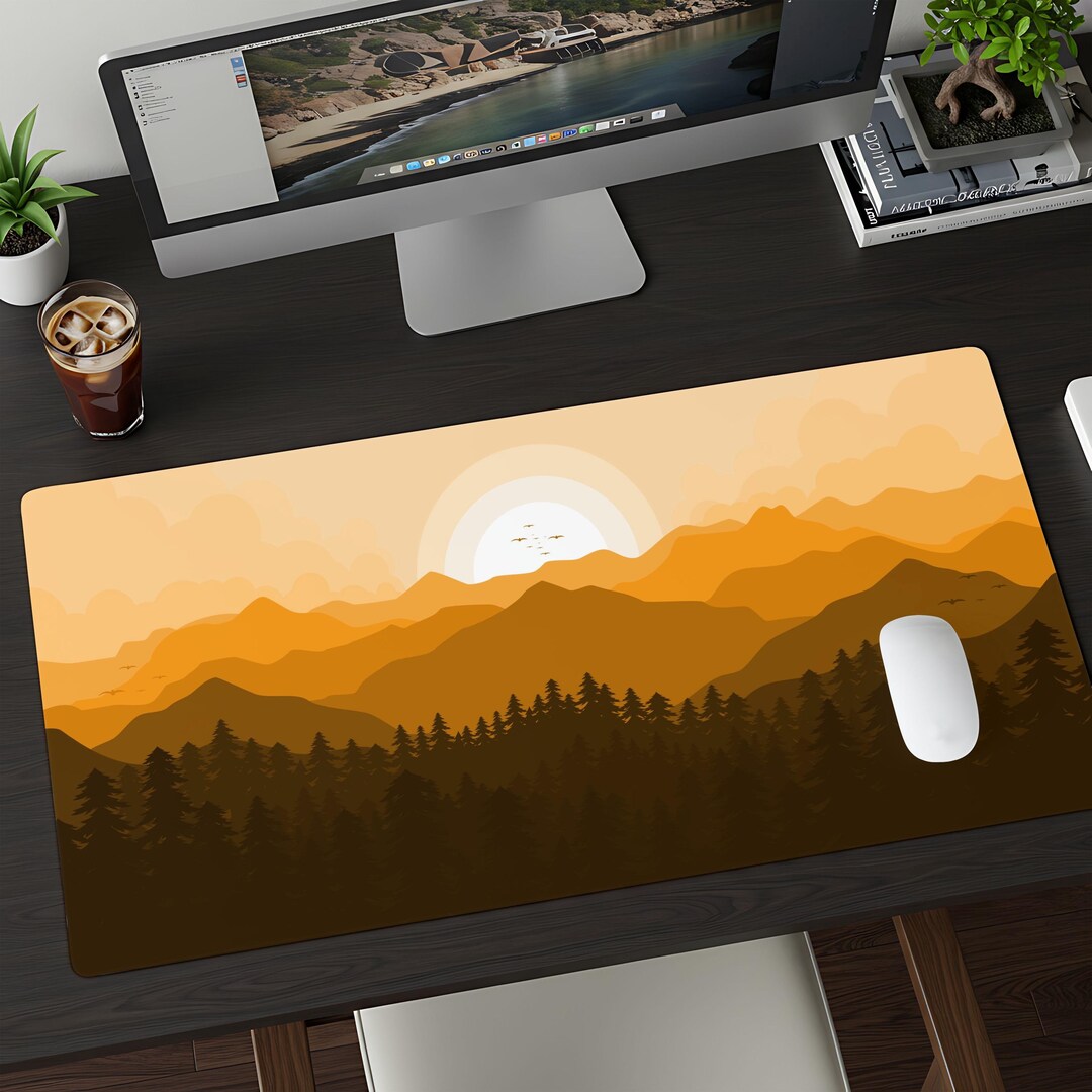 Nature-inspired Desk Mat, Mountain Sunset, Office Decor, Gift for ...