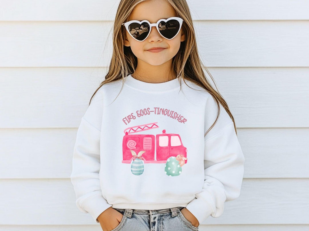 Girls Easter Sweatshirt Easter Egg Shirt Cute Firetruck Shirt for ...