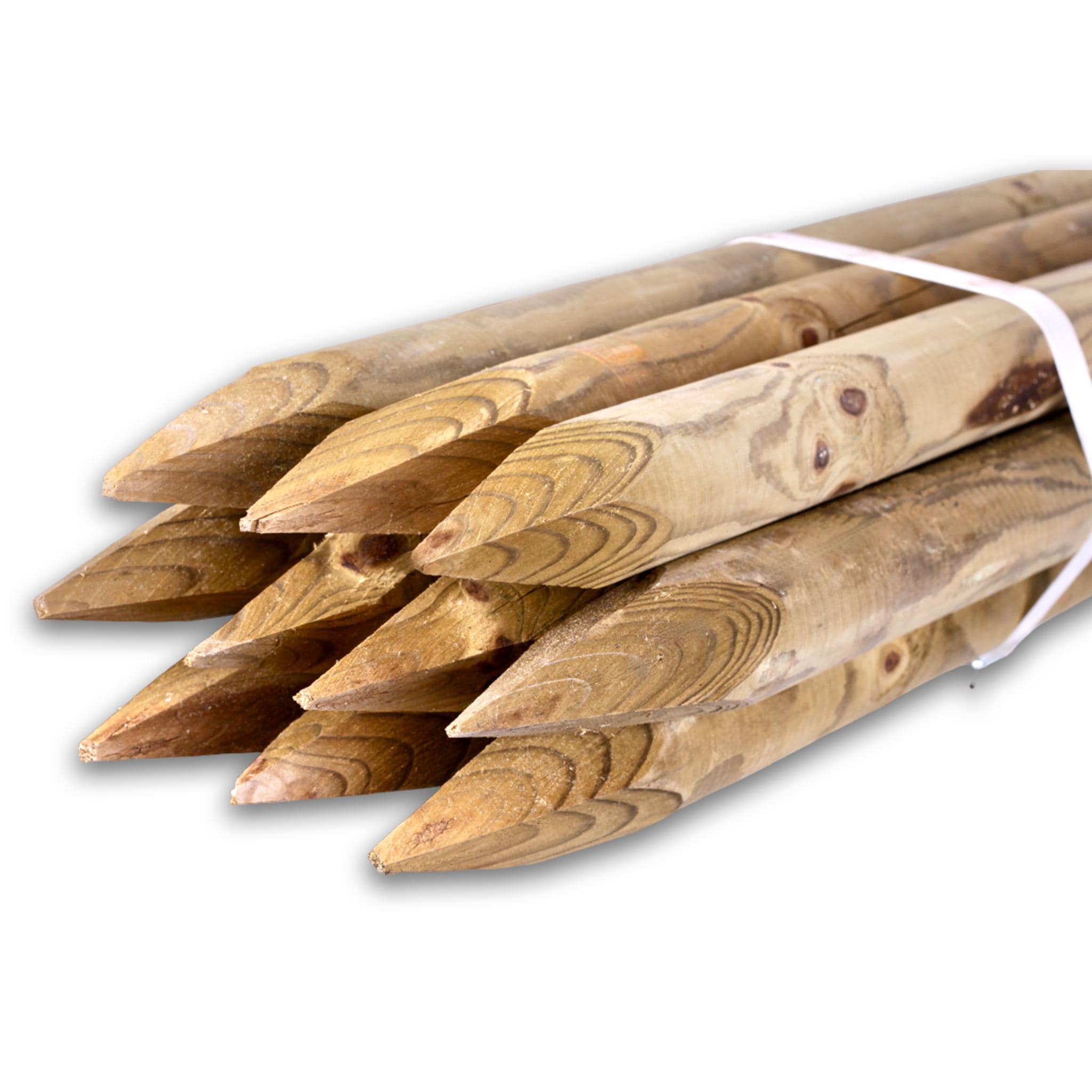 10 Paket angespitzte Holzpfähle KDI imprägniert – Rundpfosten Nadelholz ...