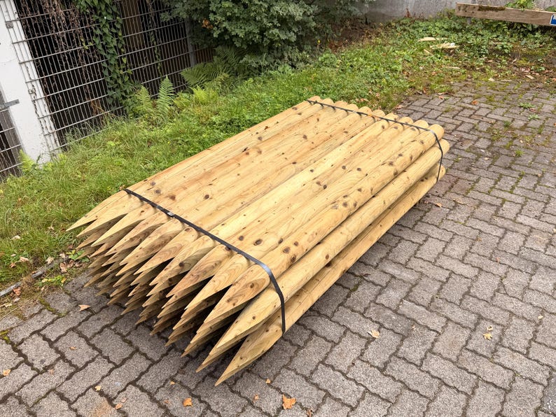 50 poteaux de clôture pointus en bois traité sous pression – poteaux ...