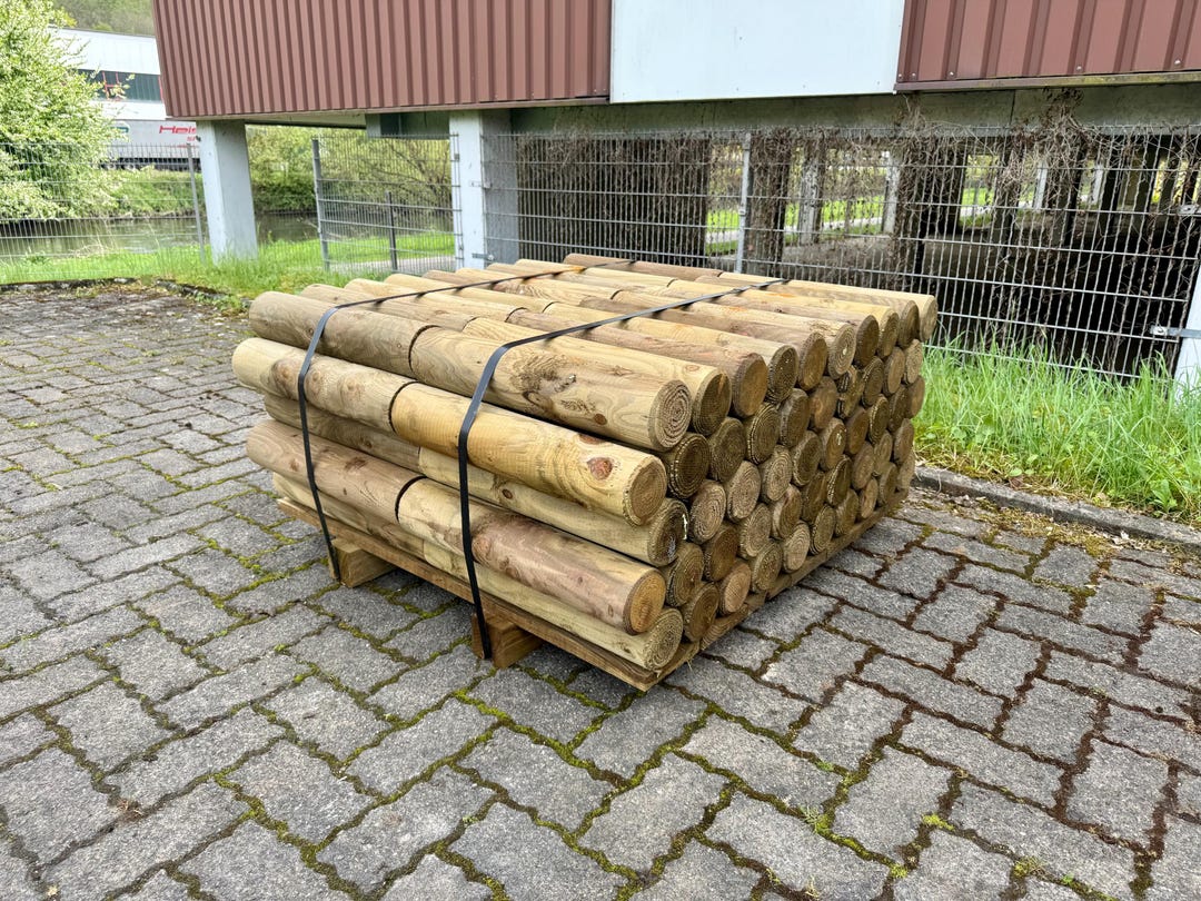 Palisade Round Wood Green Impregnated – Weatherproof Wooden Palisade ...