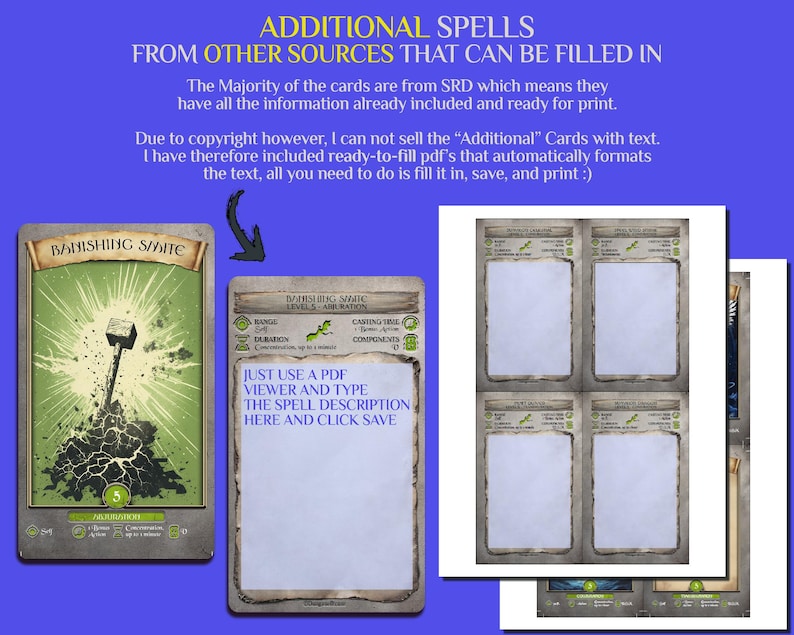 Dungeon9 Printable Dnd5e Illustrated Spell Cards Bundle | DND 2014 ...