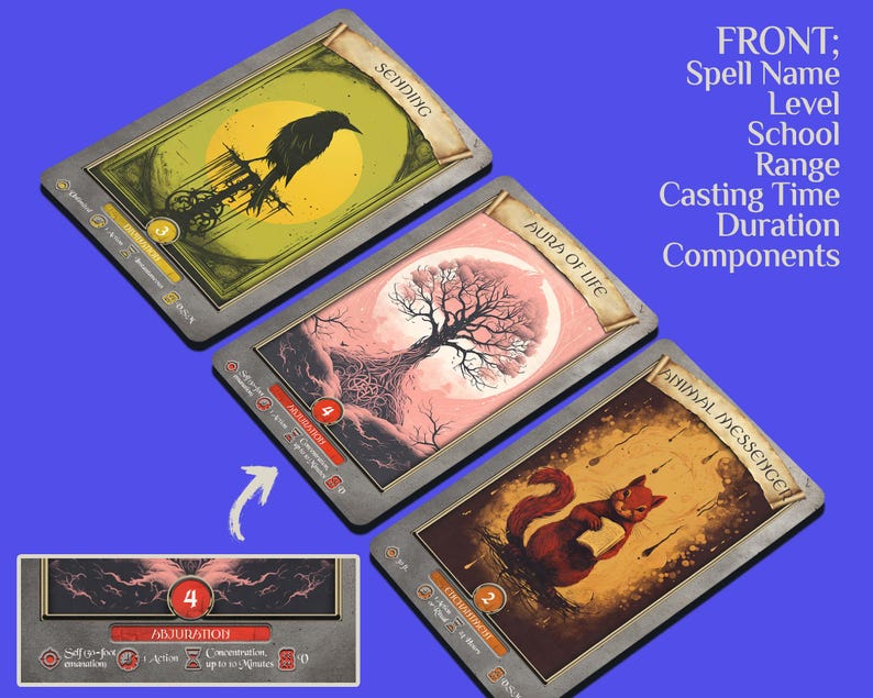 Dungeon9 Printable Dnd5e Illustrated Spell Cards Bundle | DND 2014 ...