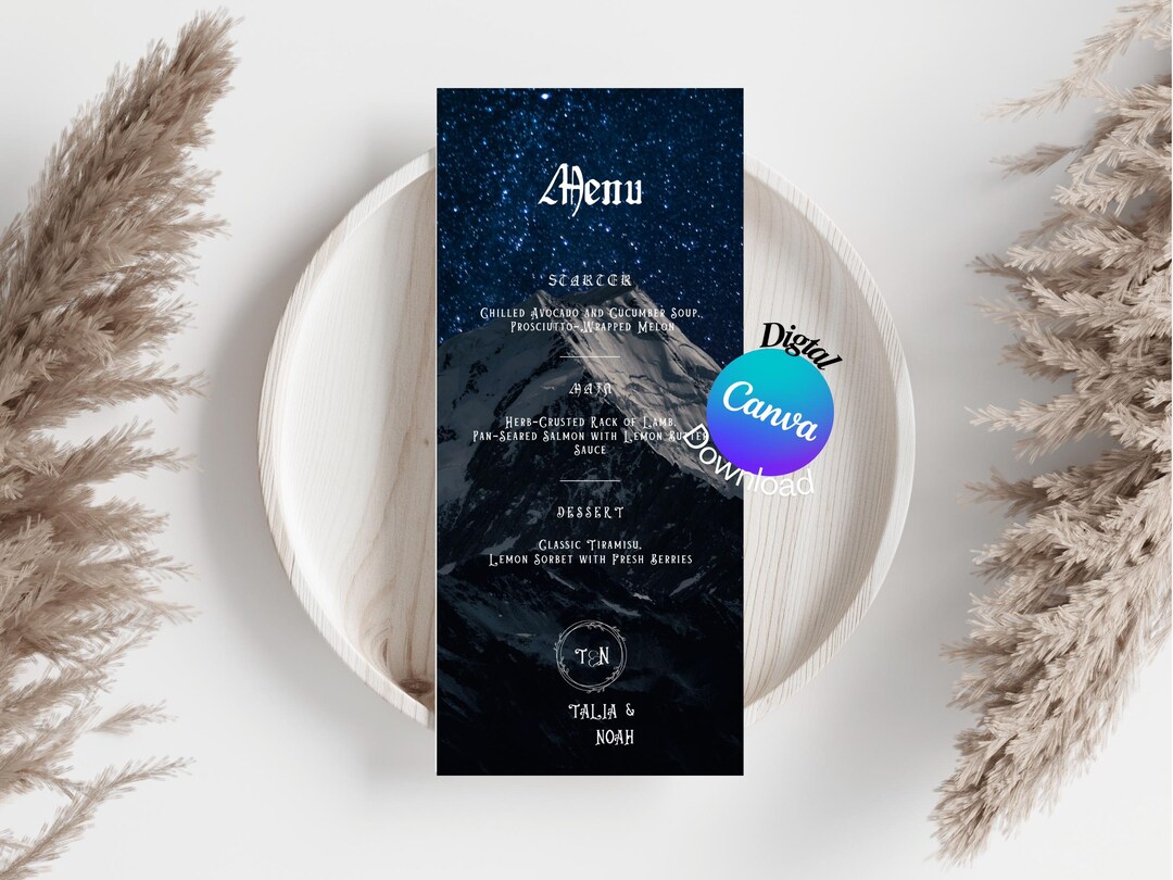 Celestial Wedding Menu Template | ACOTAR Night Court Theme | Digital ...