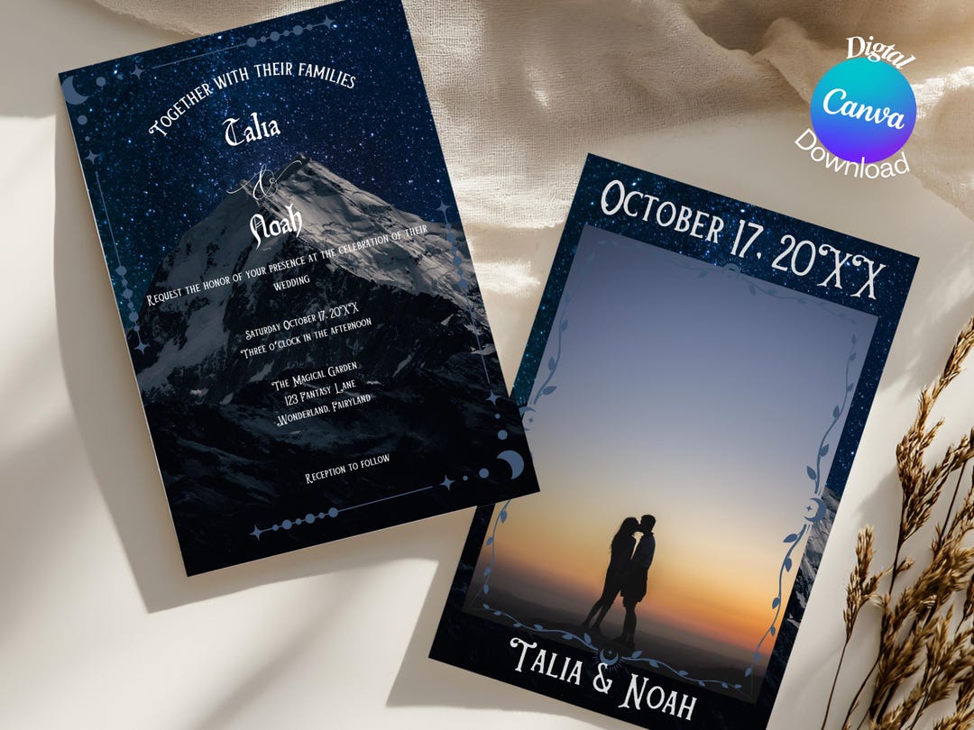 Starry Night Wedding Invitation: ACOTAR Inspired Canva Template ...