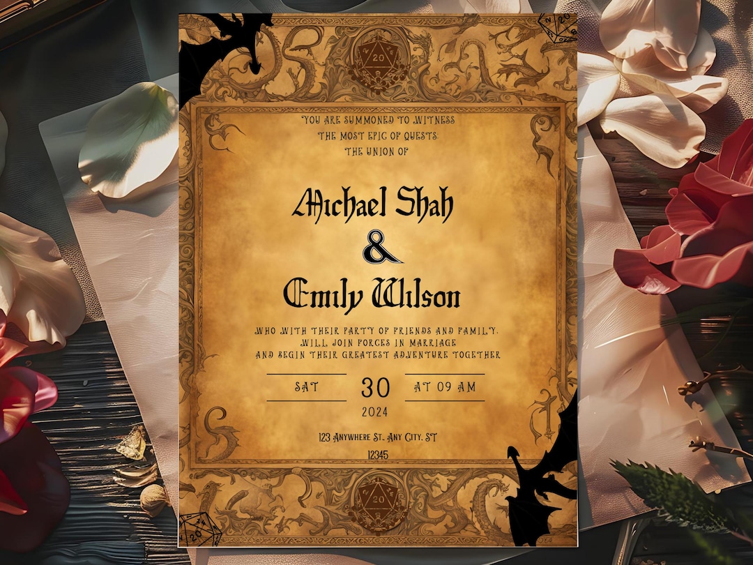 D&D Wedding Invitation | Fantasy RPG Wedding Invite | Digital Canva ...