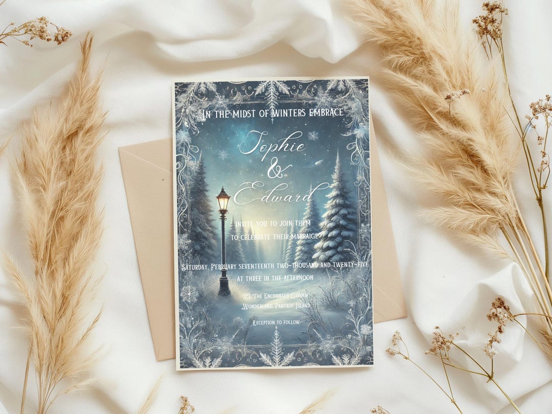 Narnia-inspired Winter Wedding Invitation | Elegant Snowy Forest Theme ...