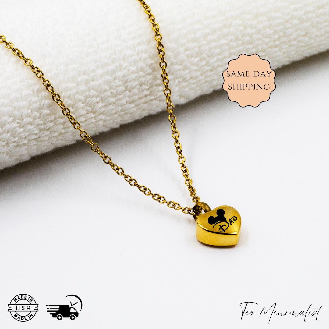 Mickey Dad Heart Urn Necklace: Personalized Memorial Keepsake - Etsy