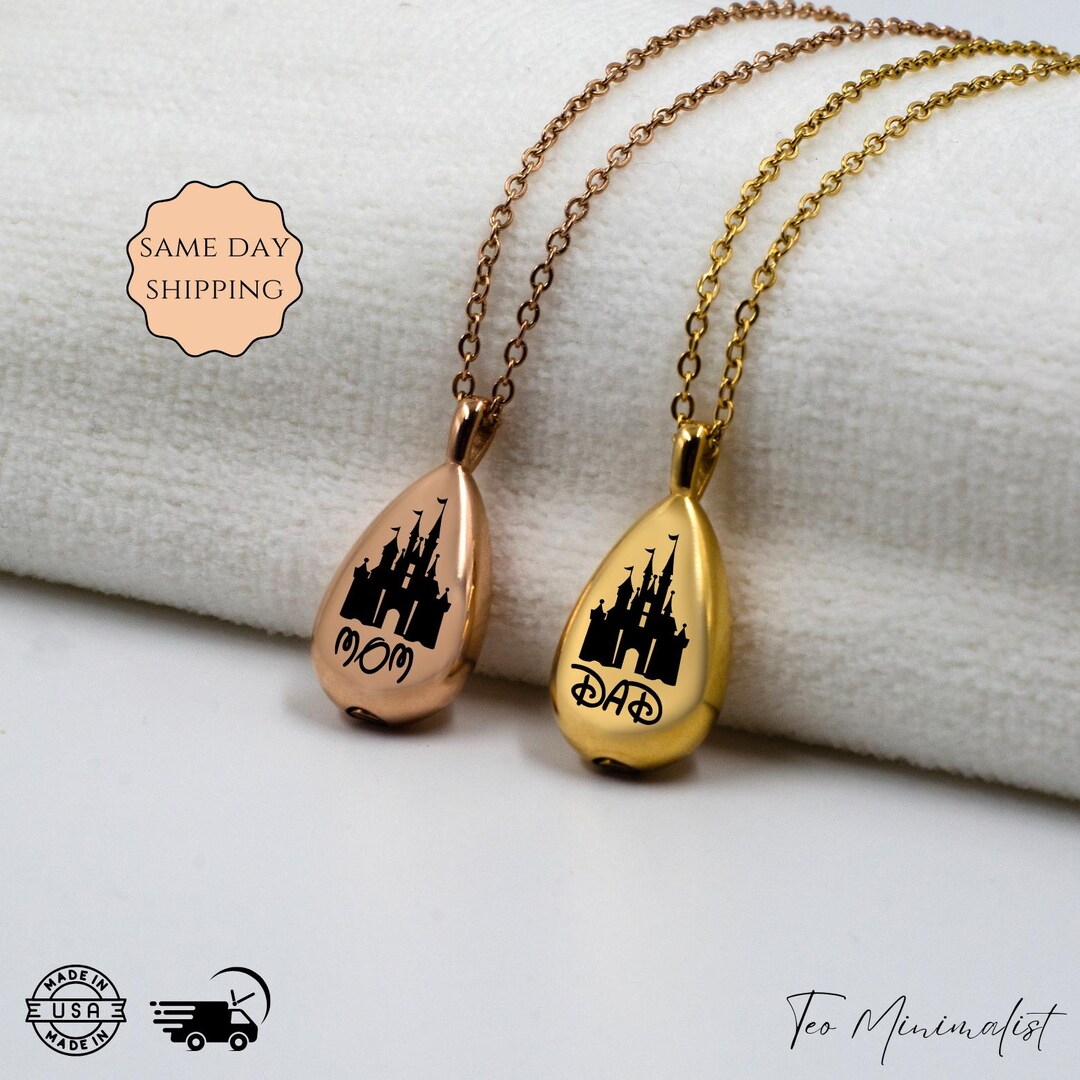 Personalized Disney Castle Urn Drop Ash Necklace: Teardrop Cremation ...