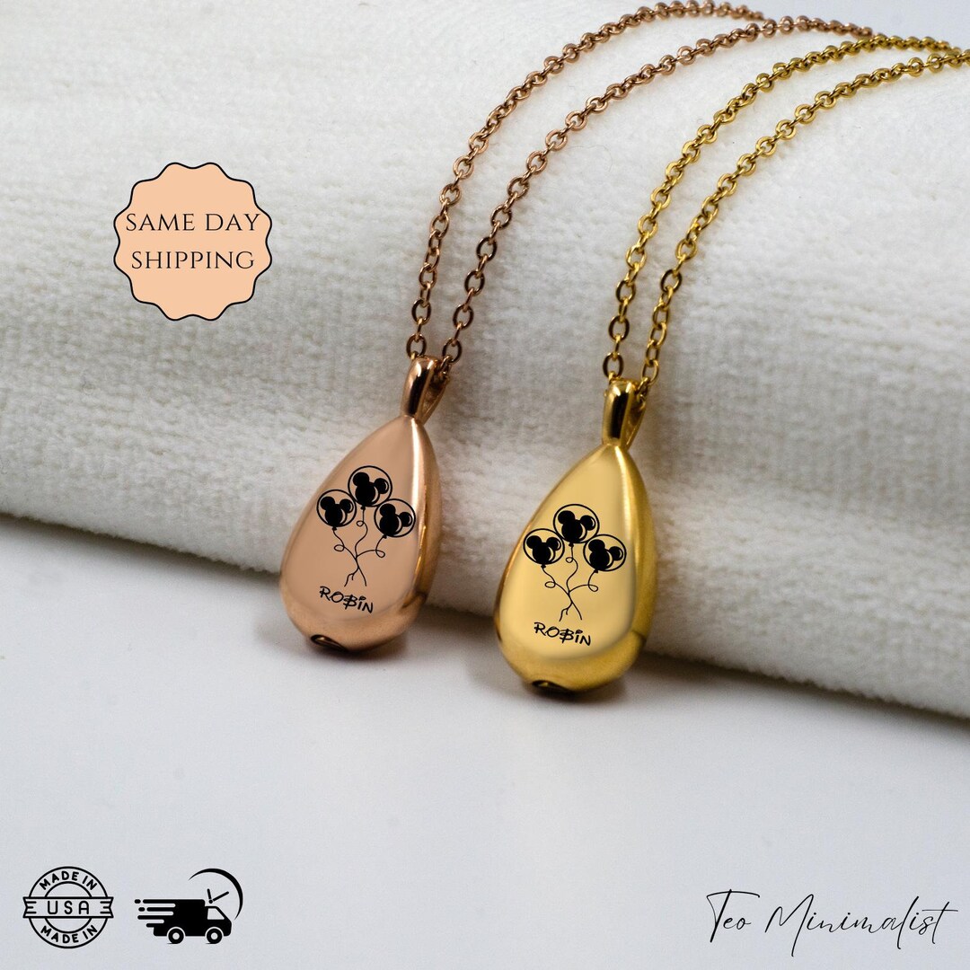Mickey Mouse Balloon Ash Holder Necklace: Personalized Teardrop Urn ...