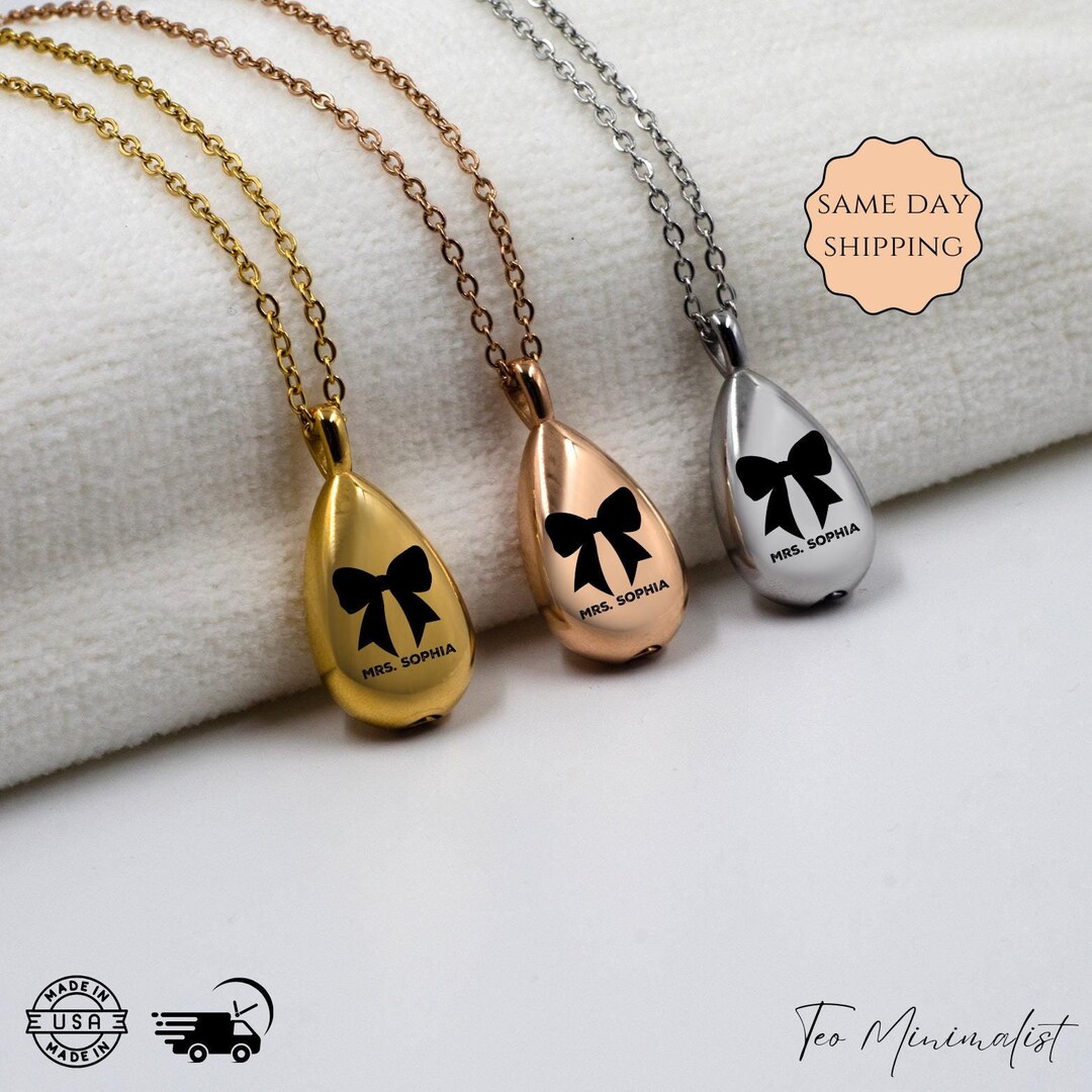 Custom Name Ribbon Design Necklace,handmade Urn Drop Ash Necklace ...