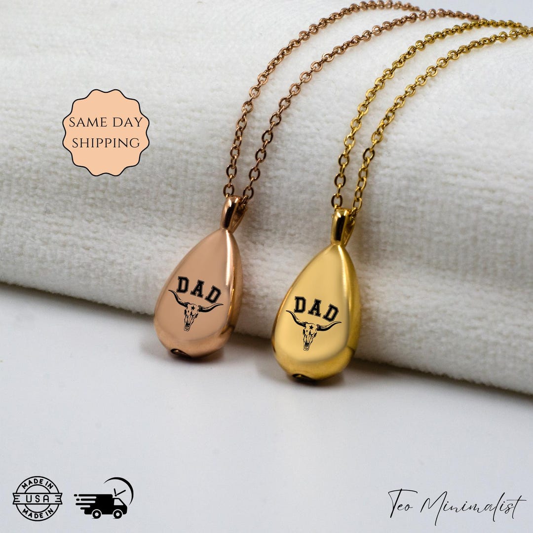 Dad Urn Necklace: Western Longhorn Ash Holder, Memorial Keepsake - Etsy