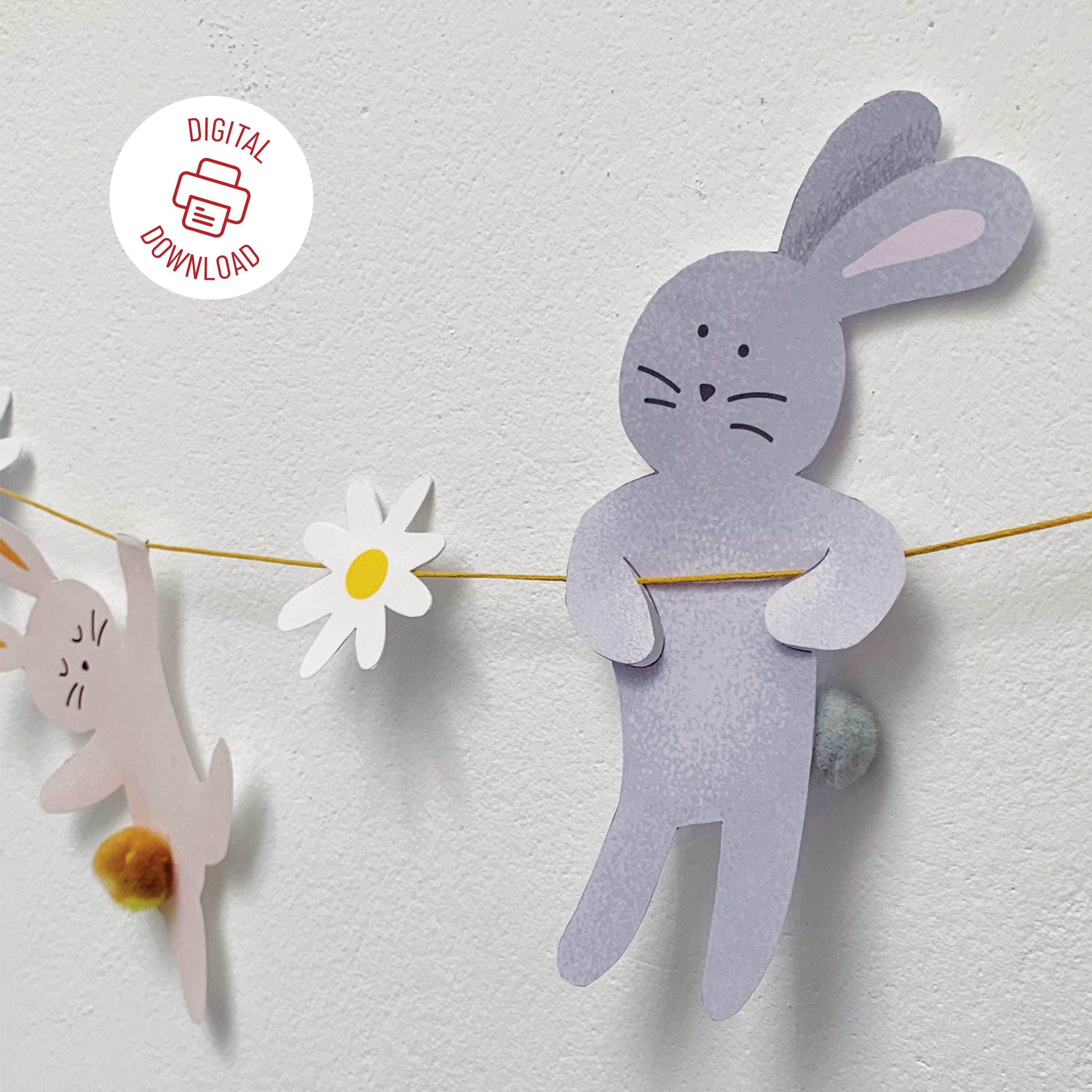 Easter Bunnies Garland: DIY Printable Little Rabbits Bunting Banner for ...