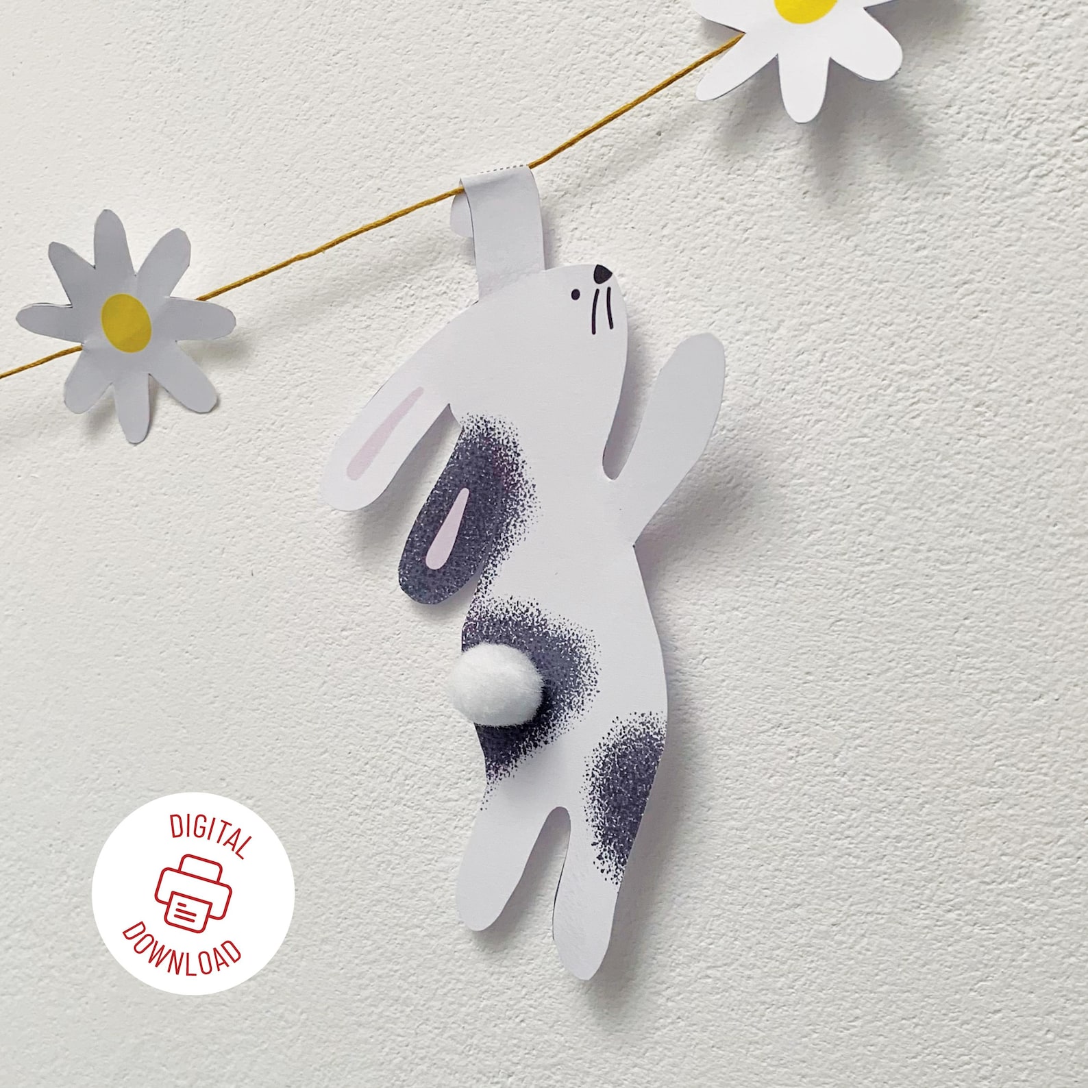 Cute Little Rabbits Garland. Printable DIY Easter Paper Garland. Spring ...