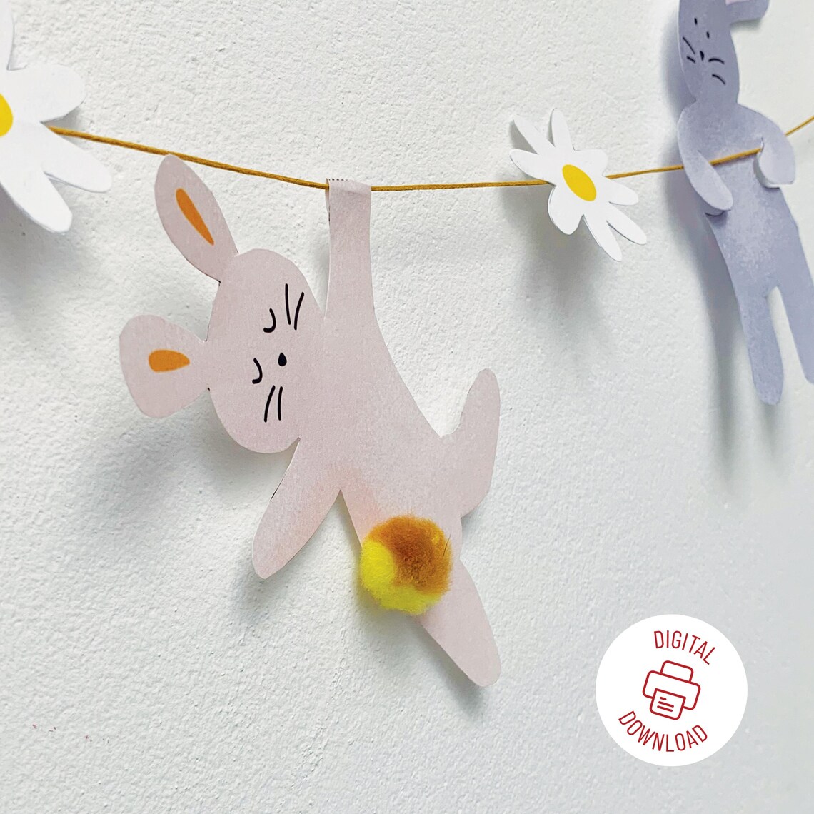Easter Bunnies Garland: DIY Printable Little Rabbits Bunting Banner for ...