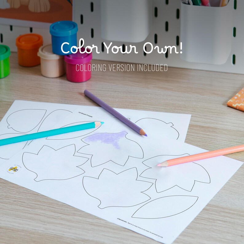 Fall Wreath Printable | DIY Front Door Wreath Template | Autumn Leaves ...