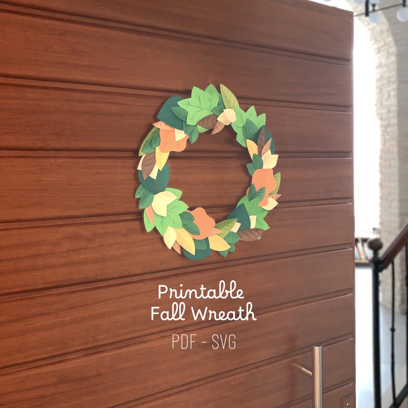 Fall Wreath Printable | DIY Front Door Wreath Template | Autumn Leaves ...