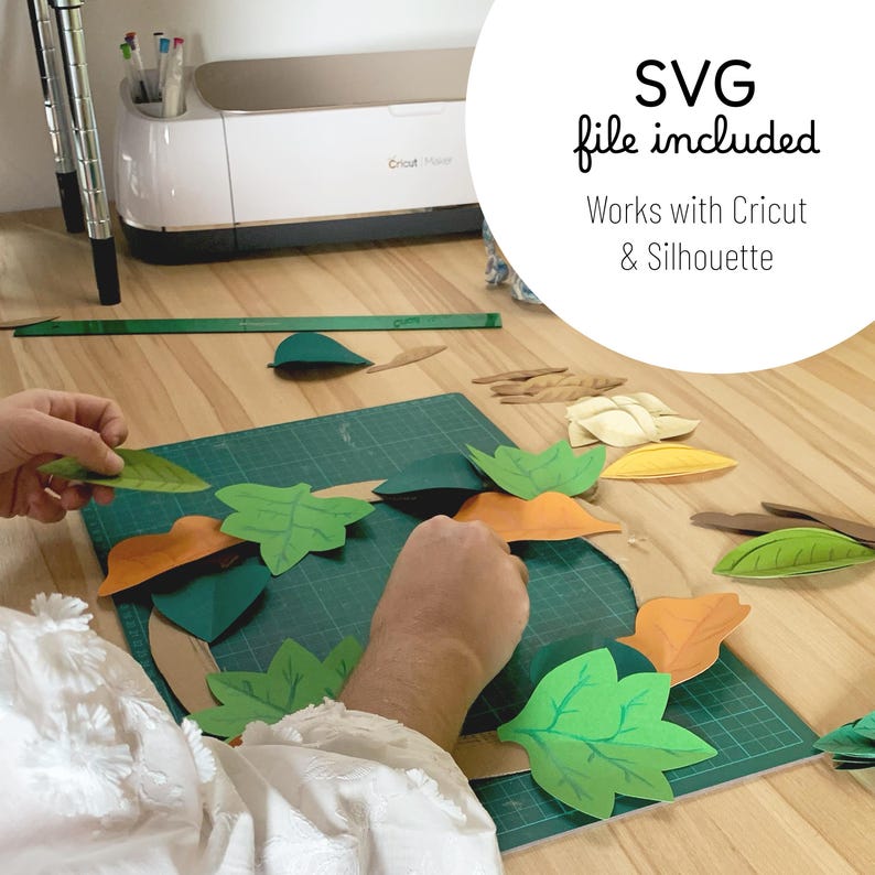 Fall Wreath Printable | DIY Front Door Wreath Template | Autumn Leaves ...