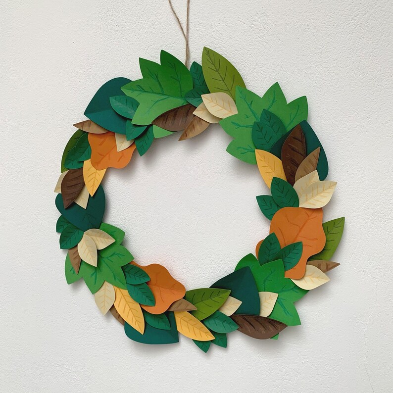 Fall Wreath Printable | DIY Front Door Wreath Template | Autumn Leaves ...