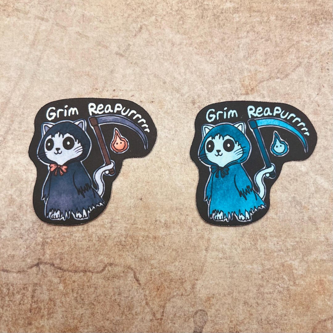 Halloween Cat Grim Reaper Grim Sticker, Purrfect gift for Cat Lovers - Etsy