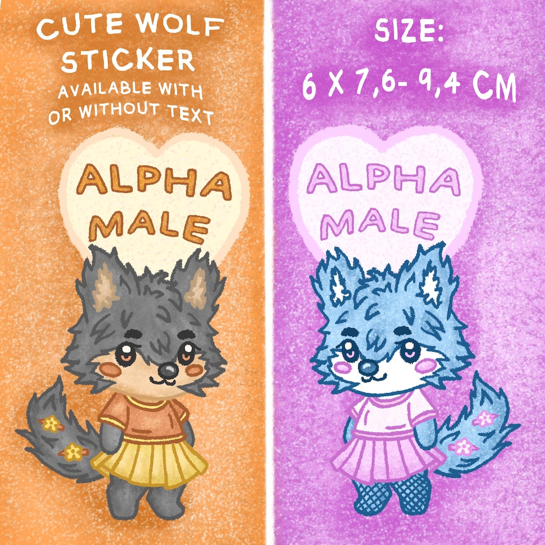 Cute Wolf Alpha Male Sticker | Cute Wolf Vinyl Decal | Art Sticker for ...