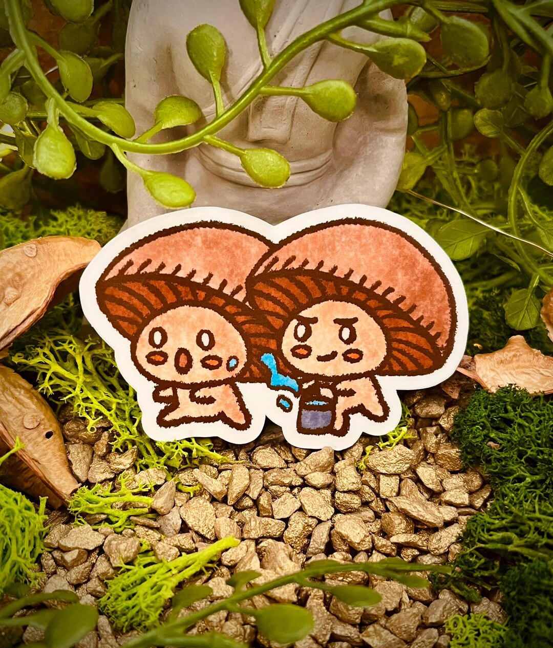 Splash Mushman Laminated Vinyl Sticker | Cute Mushroom Art | Stickers ...