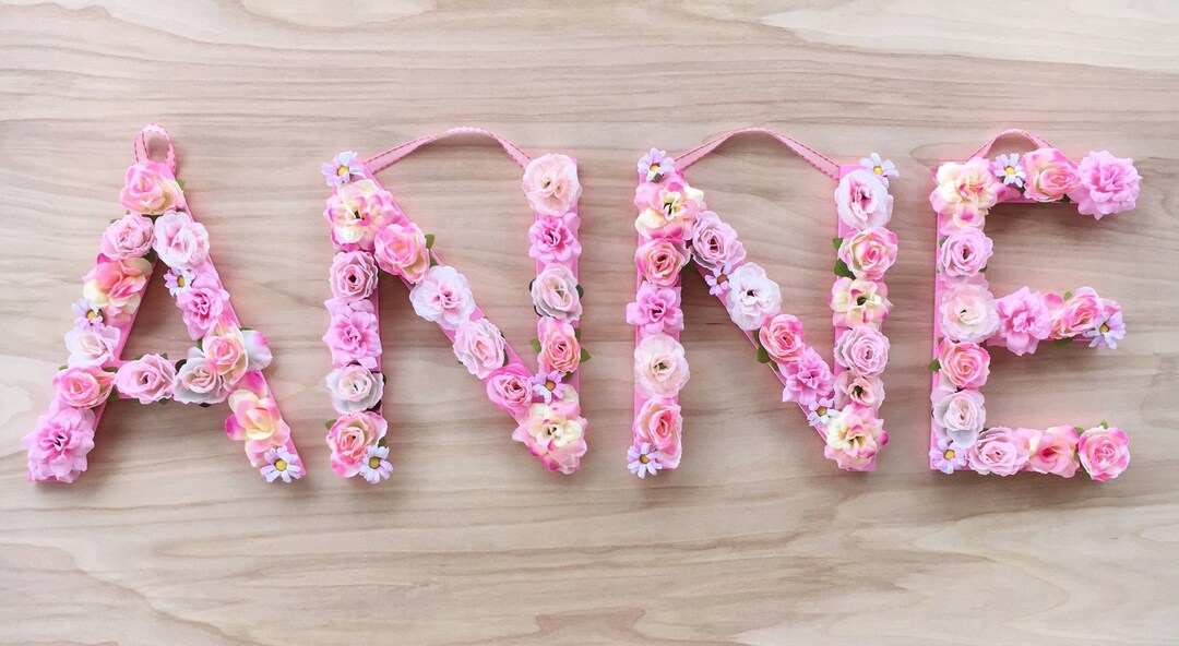 Pink Floral Name Large Flower Wall Hanging Girly Nursery Teen Dorm ...
