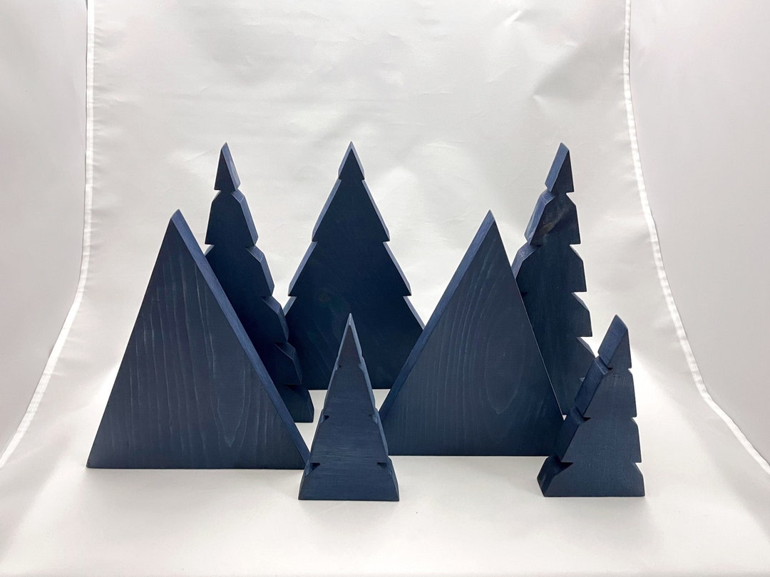 Simple Christmas Tree Trio Monotone Holiday Decor Mantle Accent Custom ...