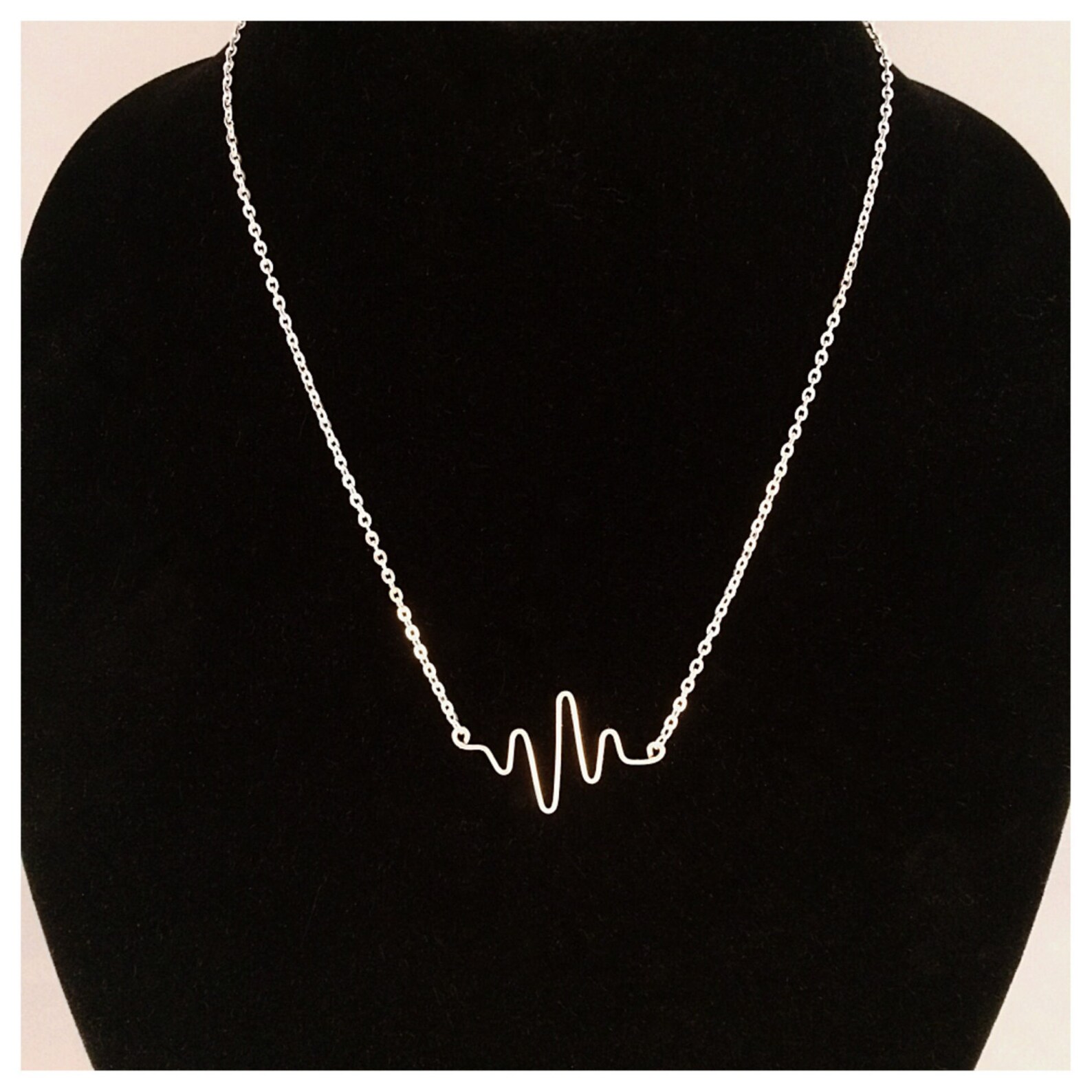 Silver Heartbeat Pulse Pendant Necklace Sinus Rhythm Fetal | Etsy