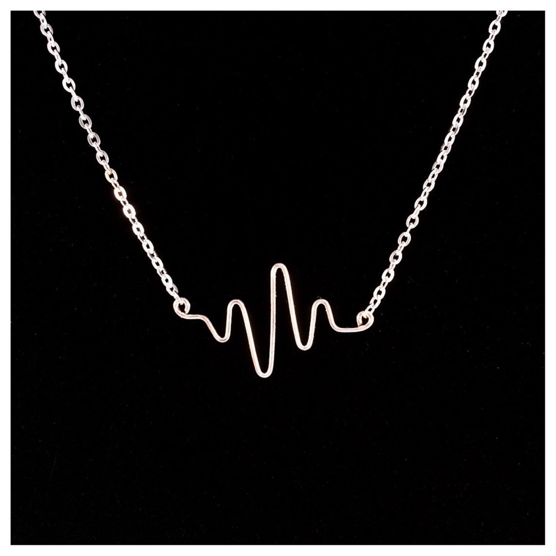 Silver Heartbeat Pulse Pendant Necklace Sinus Rhythm Fetal | Etsy