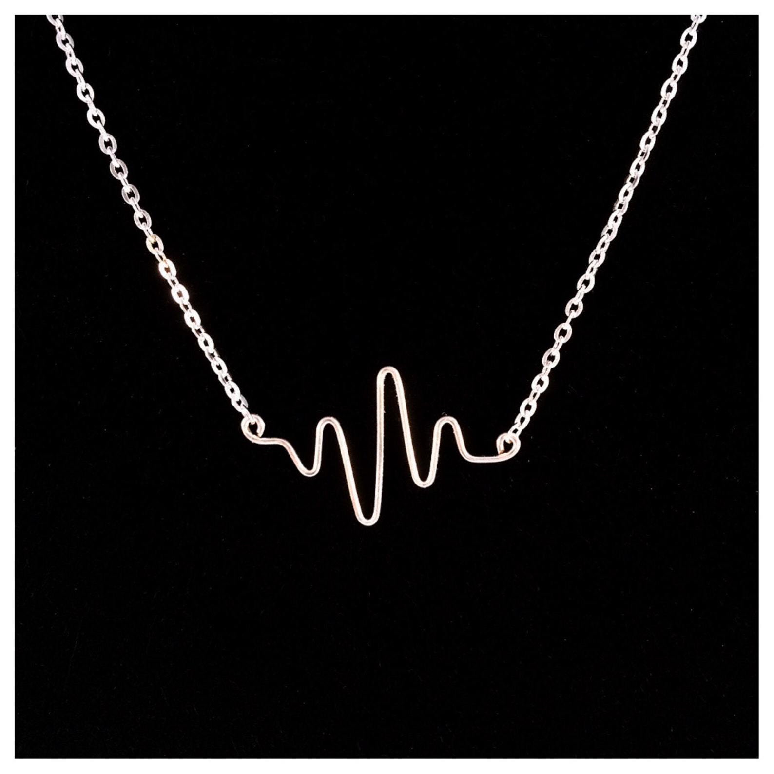 Silver Heartbeat Pulse Pendant Necklace Sinus Rhythm Fetal | Etsy