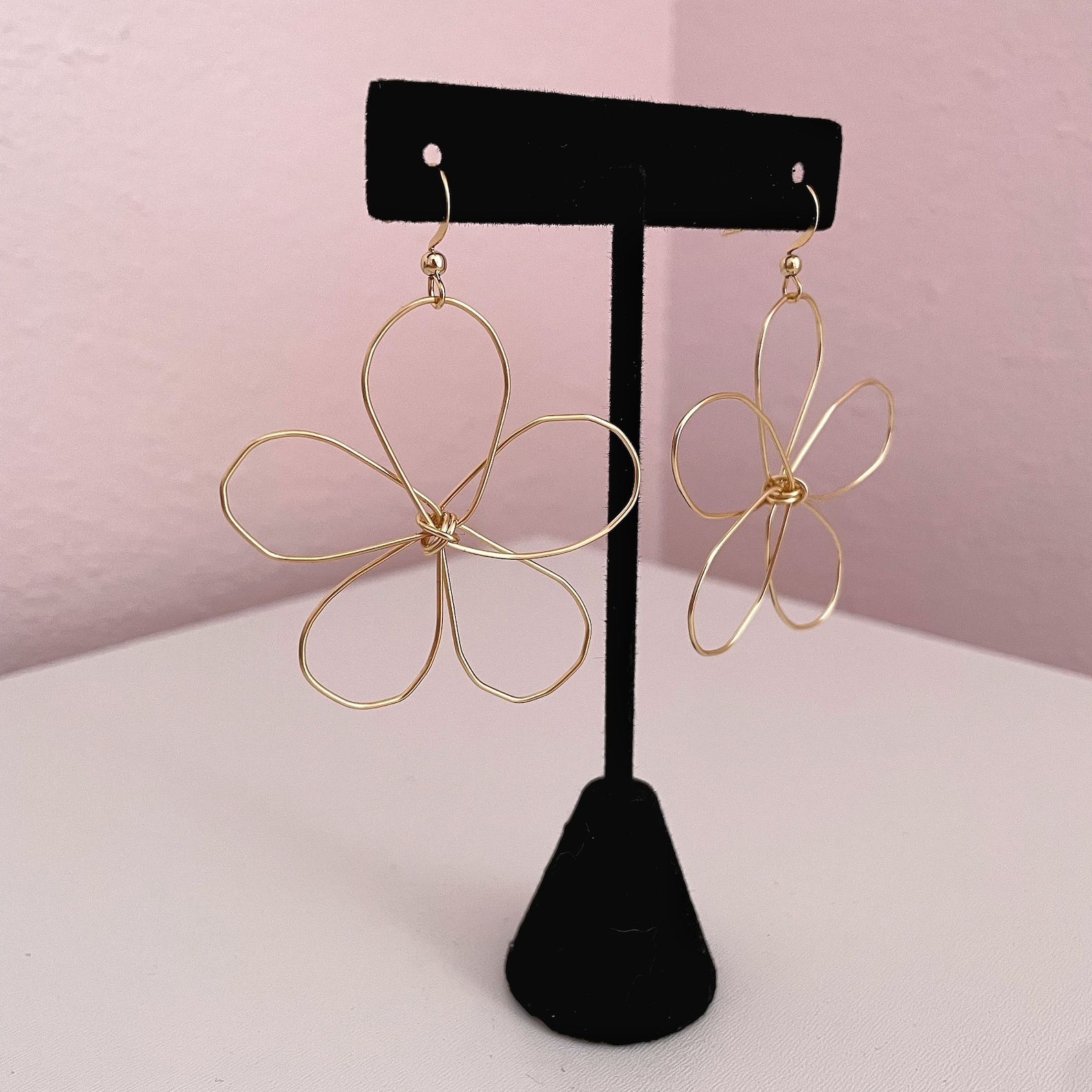 Large Gold Flower Statement Earrings Handworked Modern Floral Daisy ...
