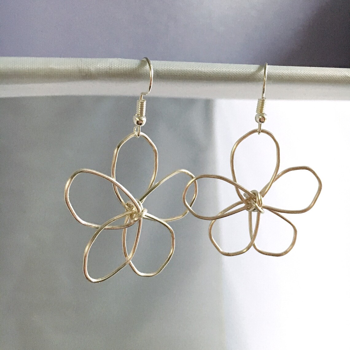 Large Wire Flower Statement Earrings - Handworked Floral Daisy Jewelry ...