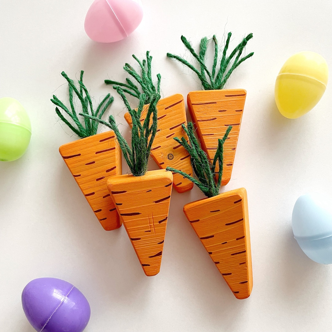 Cute Wooden Carrot Decor - Single or Set of Handmade Easter Decoration ...