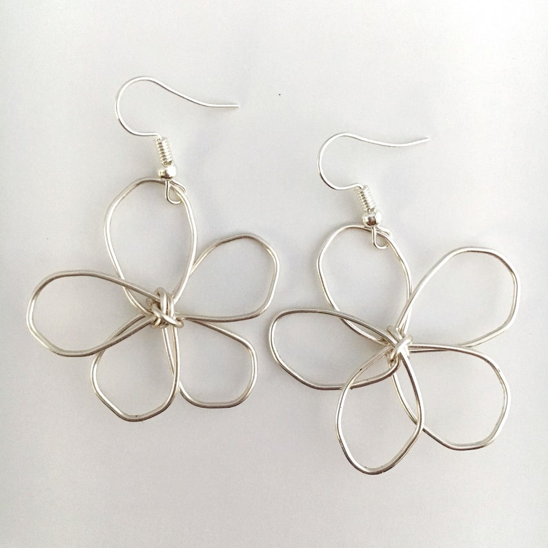 Large Wire Flower Statement Earrings - Handworked Floral Daisy Jewelry ...