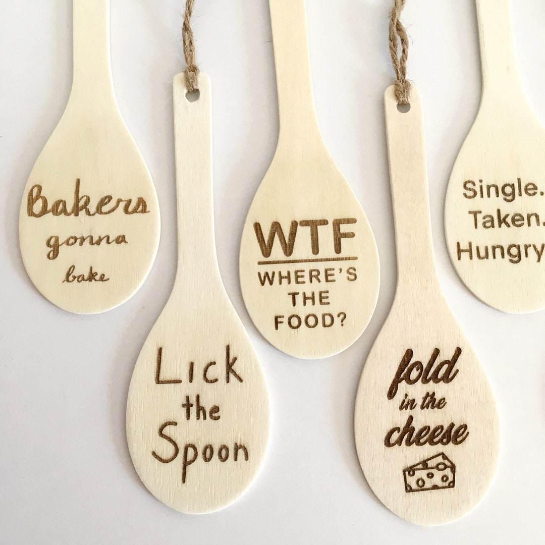 Wood Spoon Ornament Food Pun Sayings Laser Engraved Christmas Decor ...