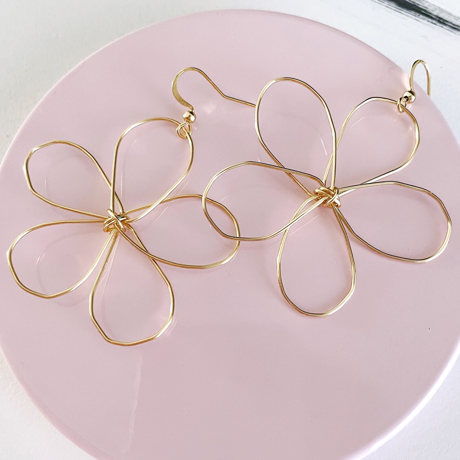 Large Gold Flower Statement Earrings Handworked Modern Floral Daisy ...
