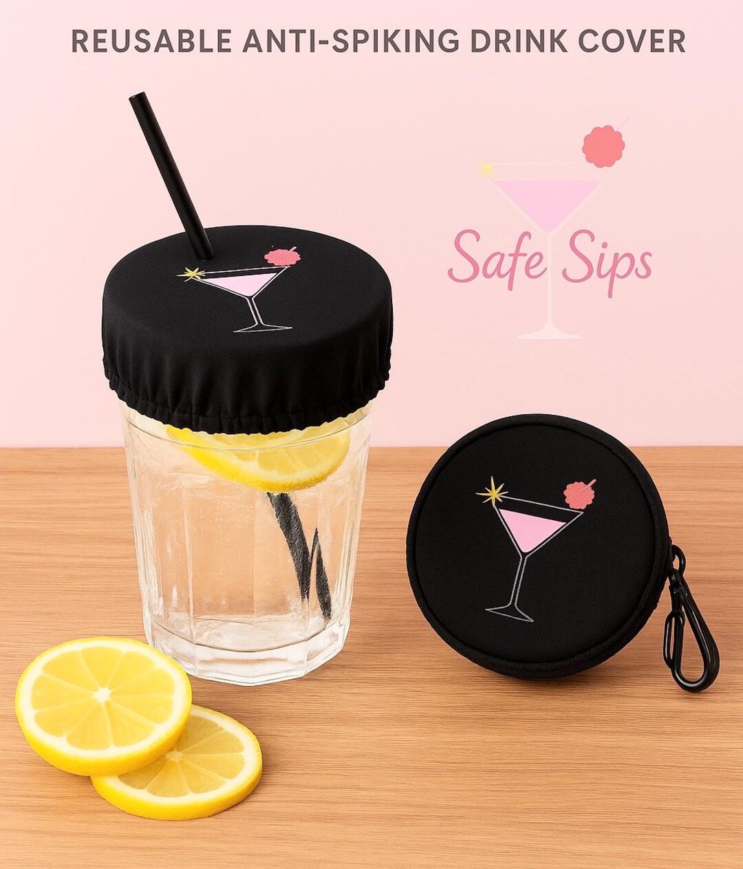 Reusable Drink Cover With Case: Anti-spiking Safe Sips for Night Out - Etsy