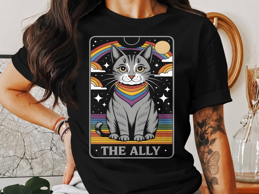 LGBTQ Pride Cat T-shirt: Rainbow Ally Unisex Tee - Etsy