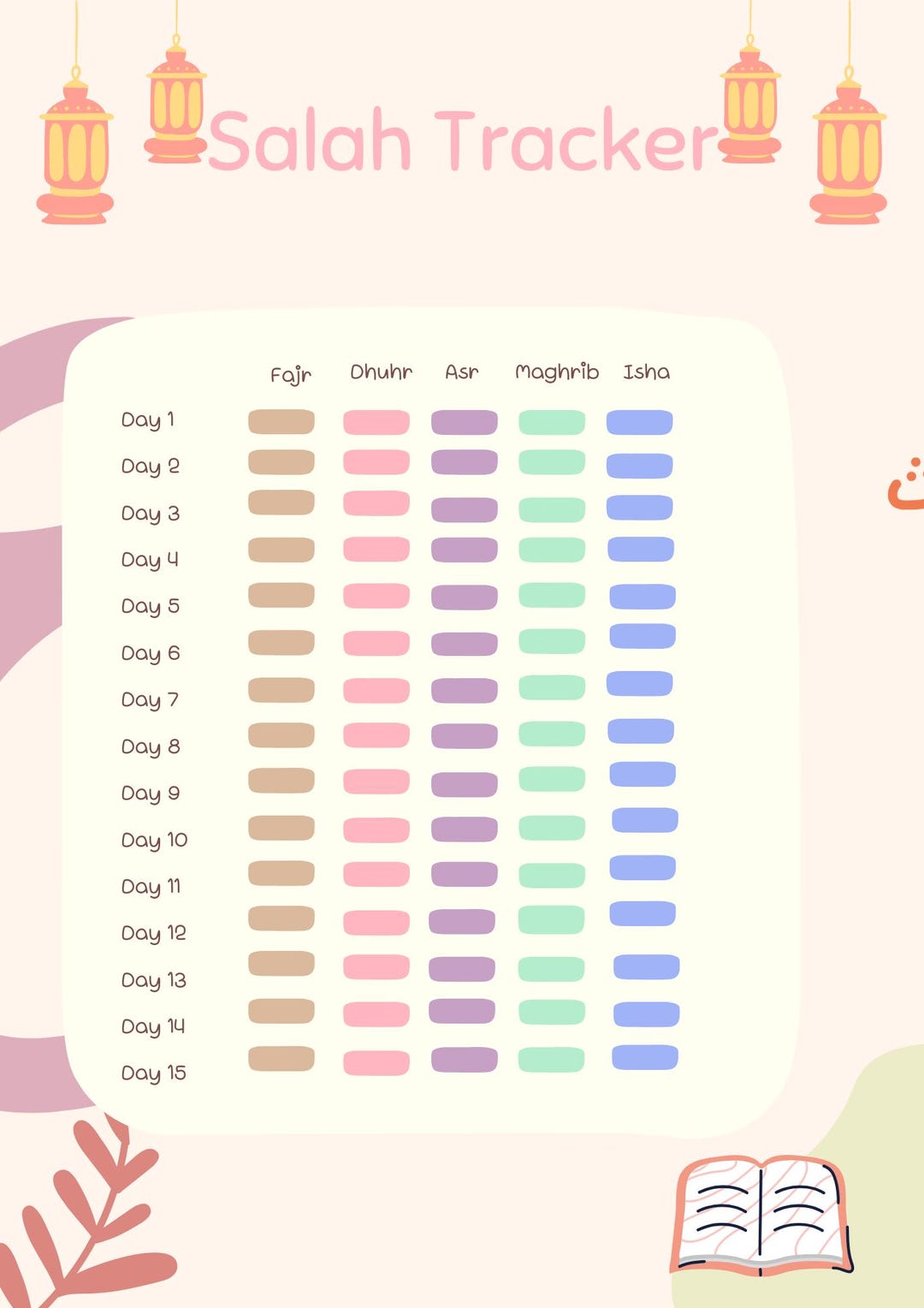 Salah Islamic Prayer Tracker - Etsy