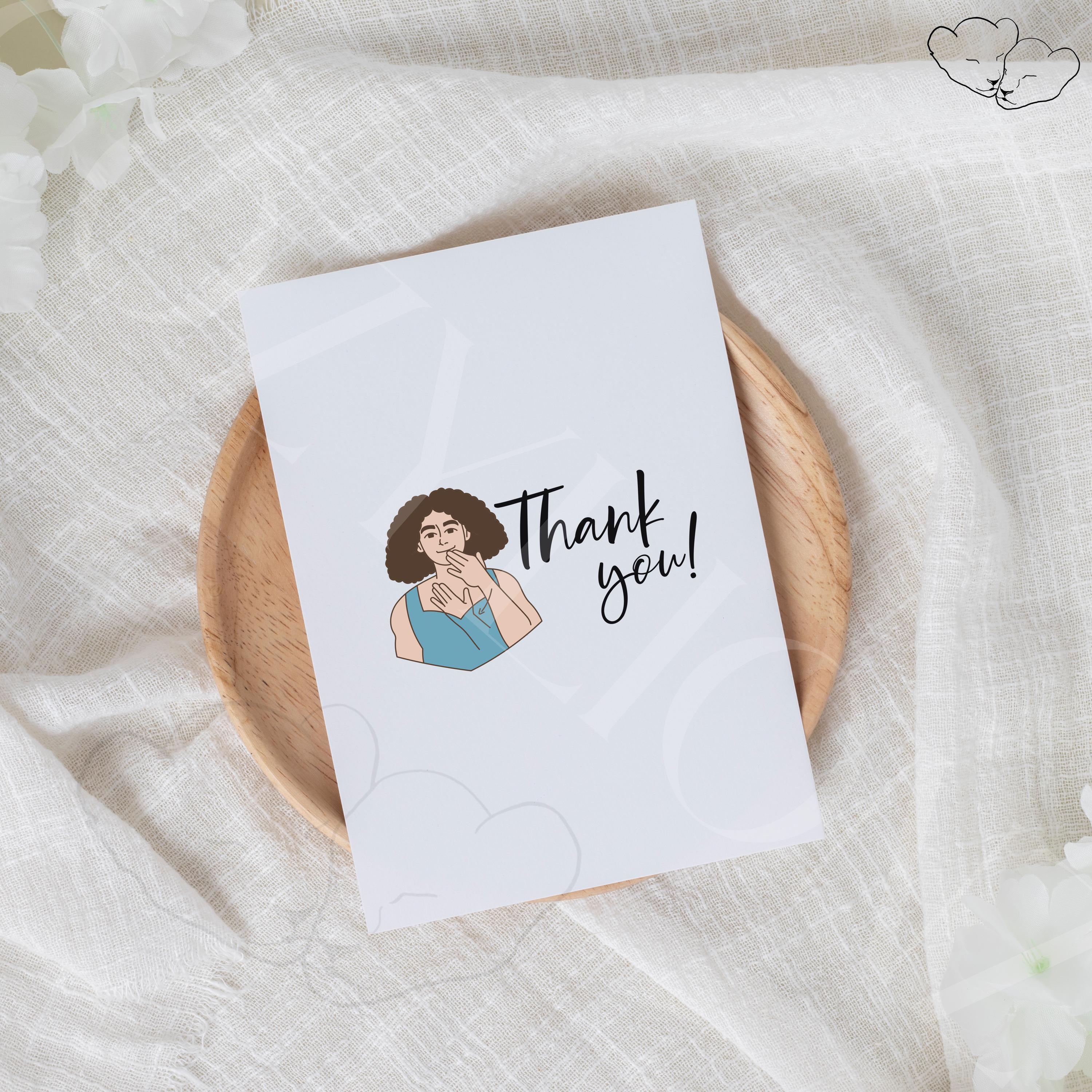 ASL Sign Language Thank You Teacher Student Appreciation Card, Gift for ...