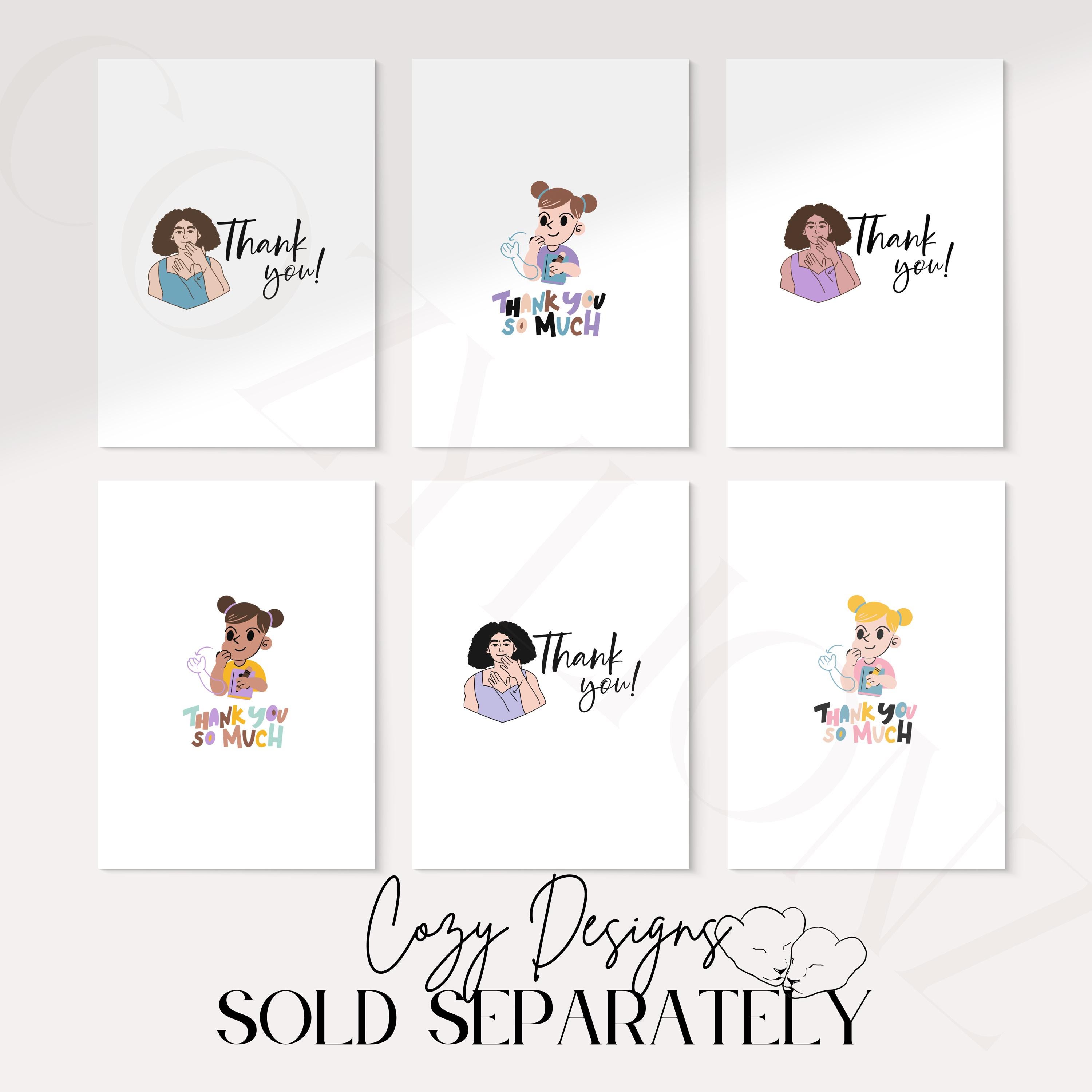 ASL Sign Language Thank You Teacher Student Appreciation Card, Gift for ...