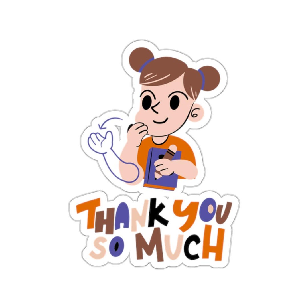 ASL Thank You Kiss-cut Stickers, Sign Language Enthusiast Gift, Asl ...