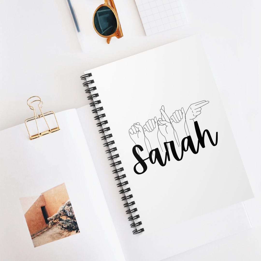 Personalized Cursive Name ASL Finger Spelling Notebook, Deaf Friend ...