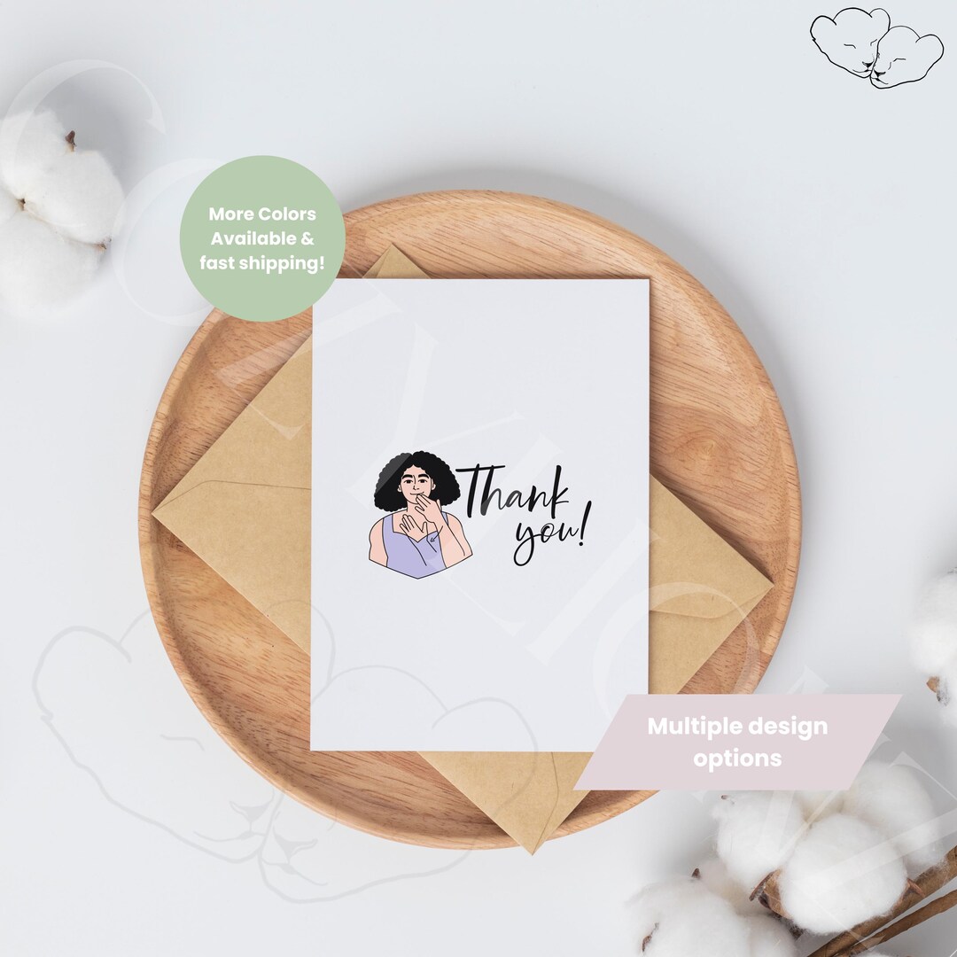 Lilac Sign Language Thank Cards, Women Signing Thank You in ASL From ...