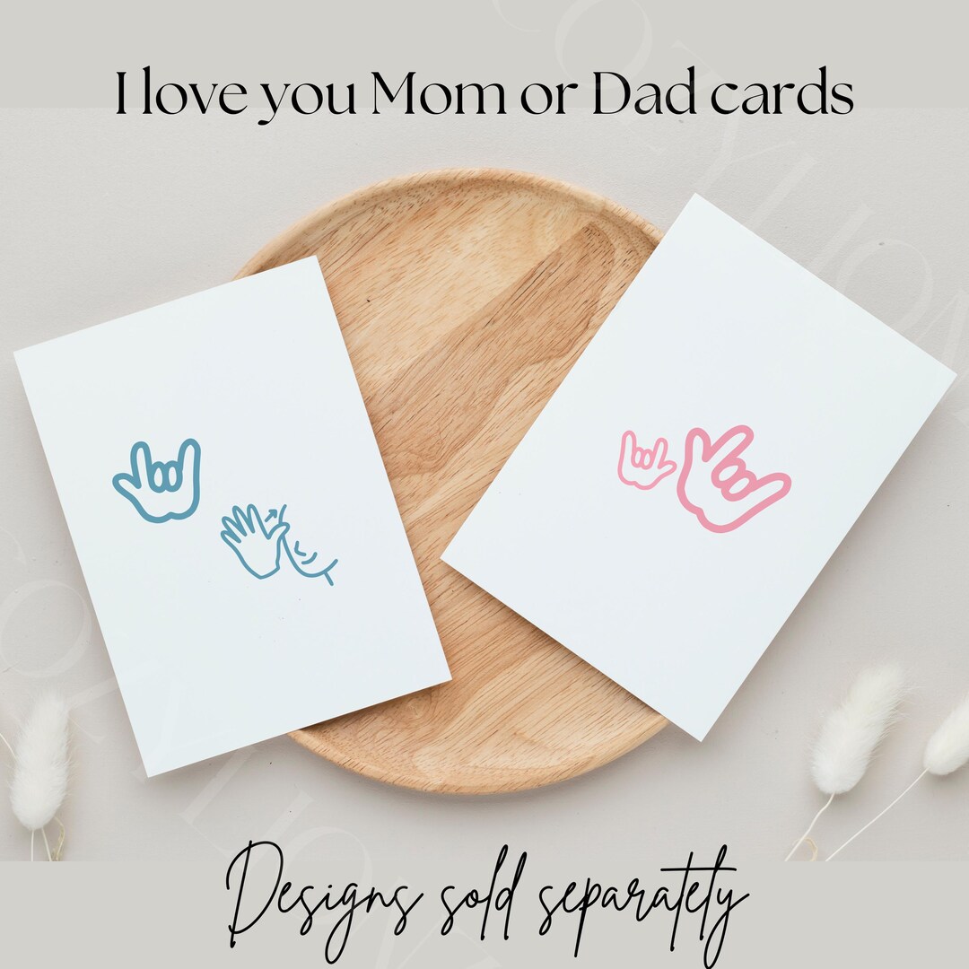 Sign Language ‘I Love You’ Pink or Blue Blank Cards, Asl ILY Card, New ...