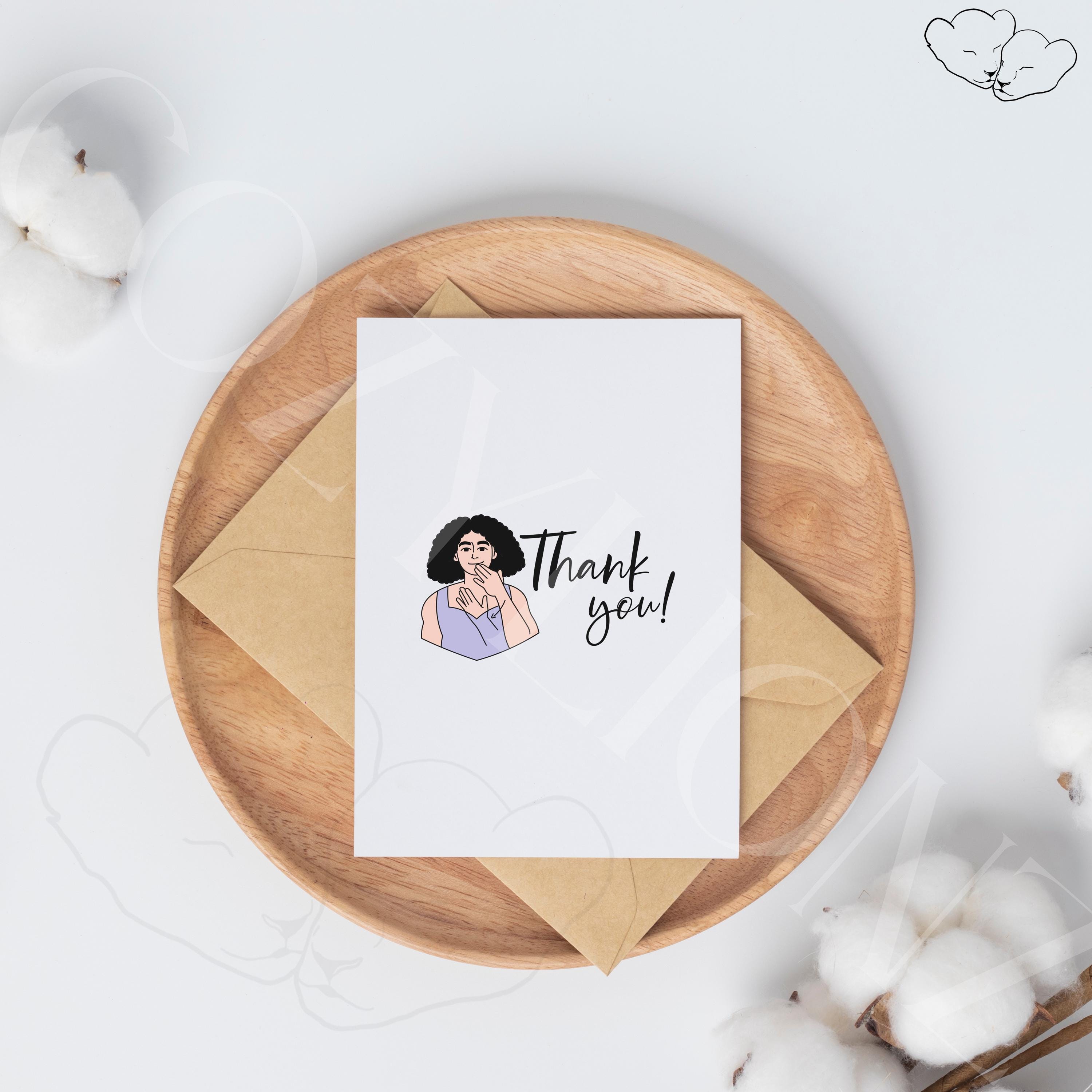 ASL Sign Language Thank You Teacher Student Appreciation Card, Gift for ...